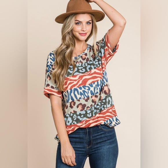 Tops | Multicolor Animal Print Womens Top | Poshmark